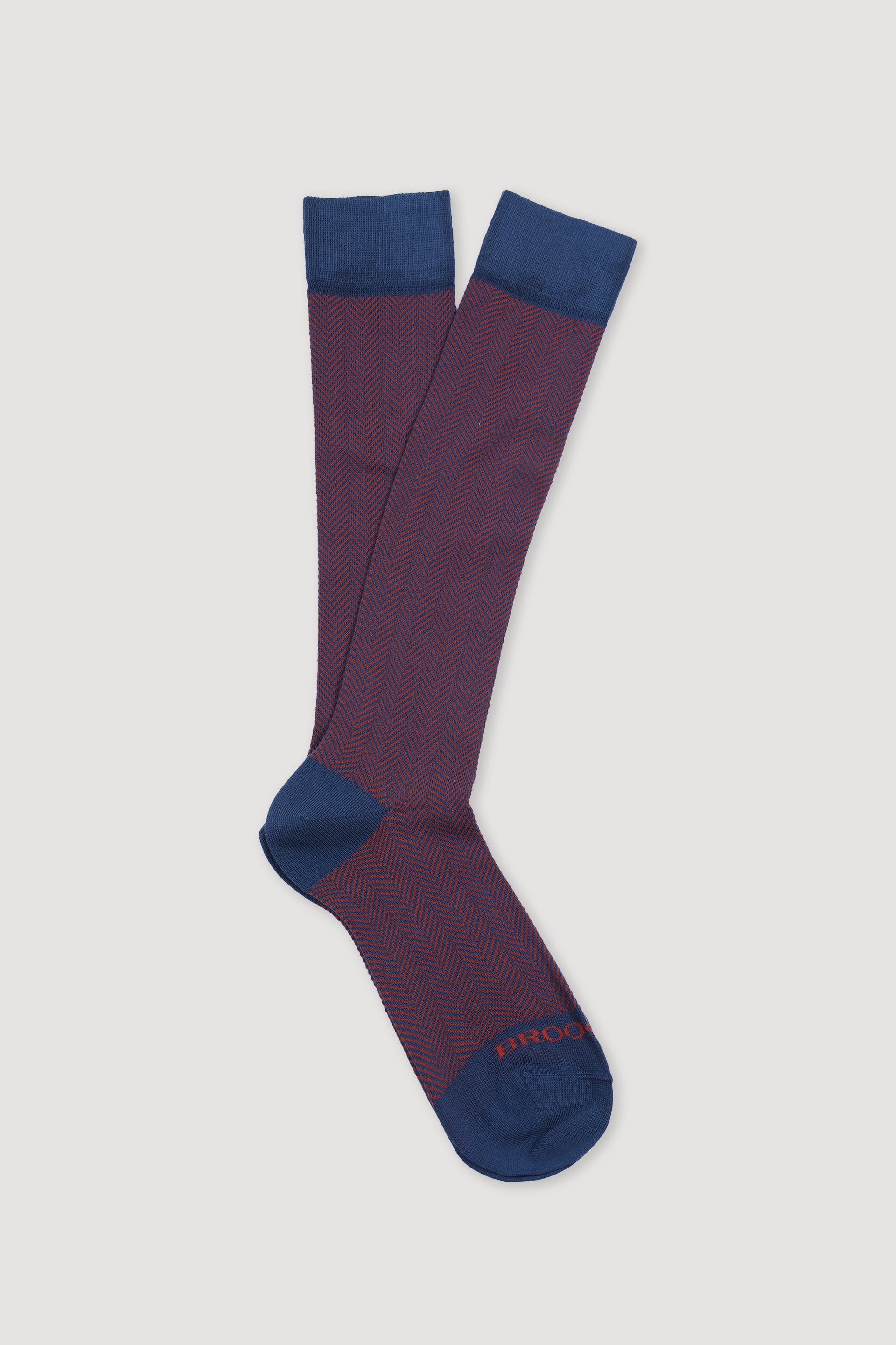 Long two-tone socks with chevron pattern, made of stretch cotton - Den